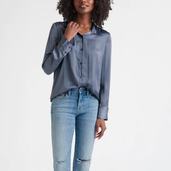 Splendid | Tops | Nwt Splendid X Cellajaneblog Szm Graypewter Crinkle Button Down Shirt | Poshmark